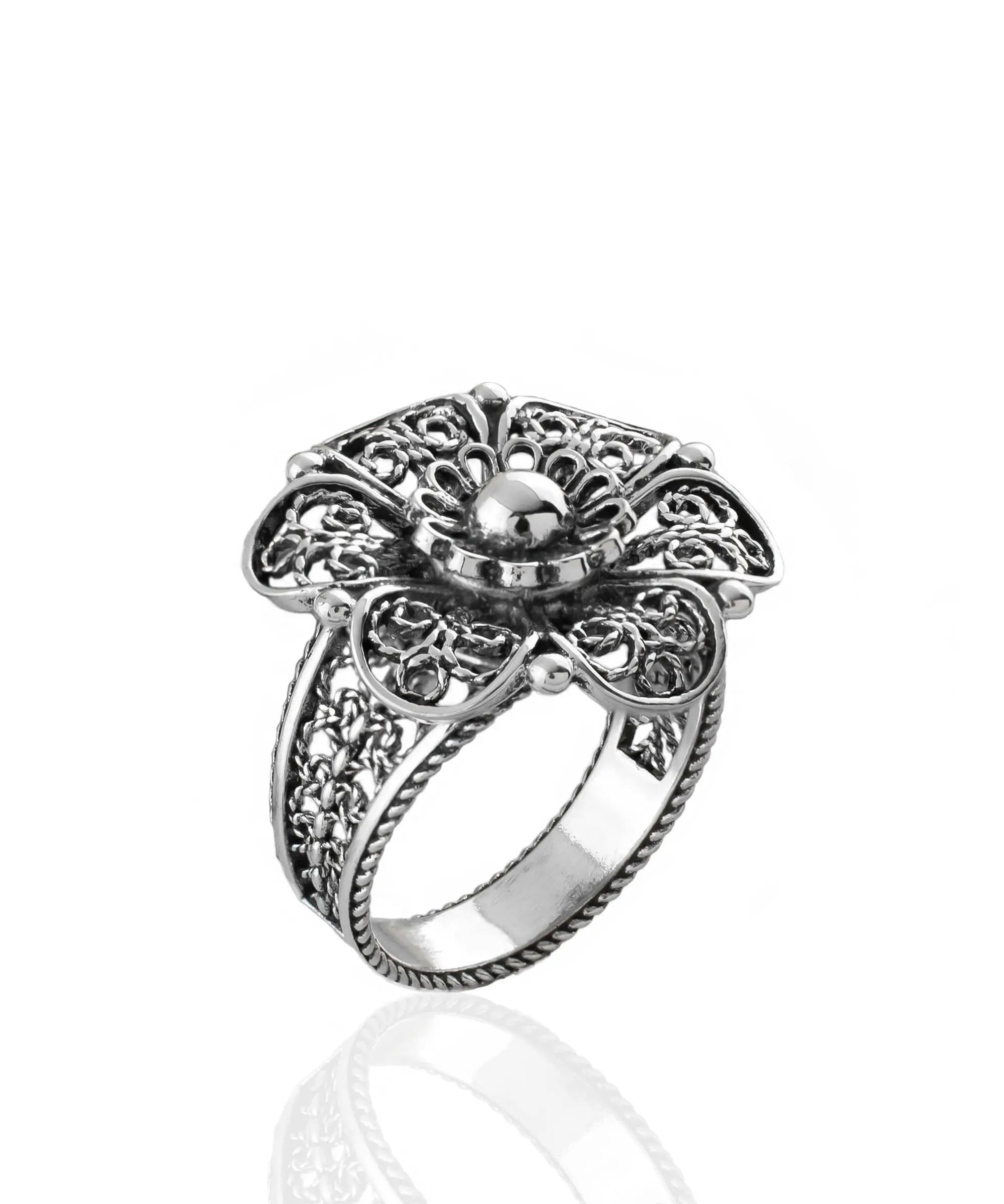 Daisy Flower Filigree Art Women Sterling Silver Statement– Filigranist ...