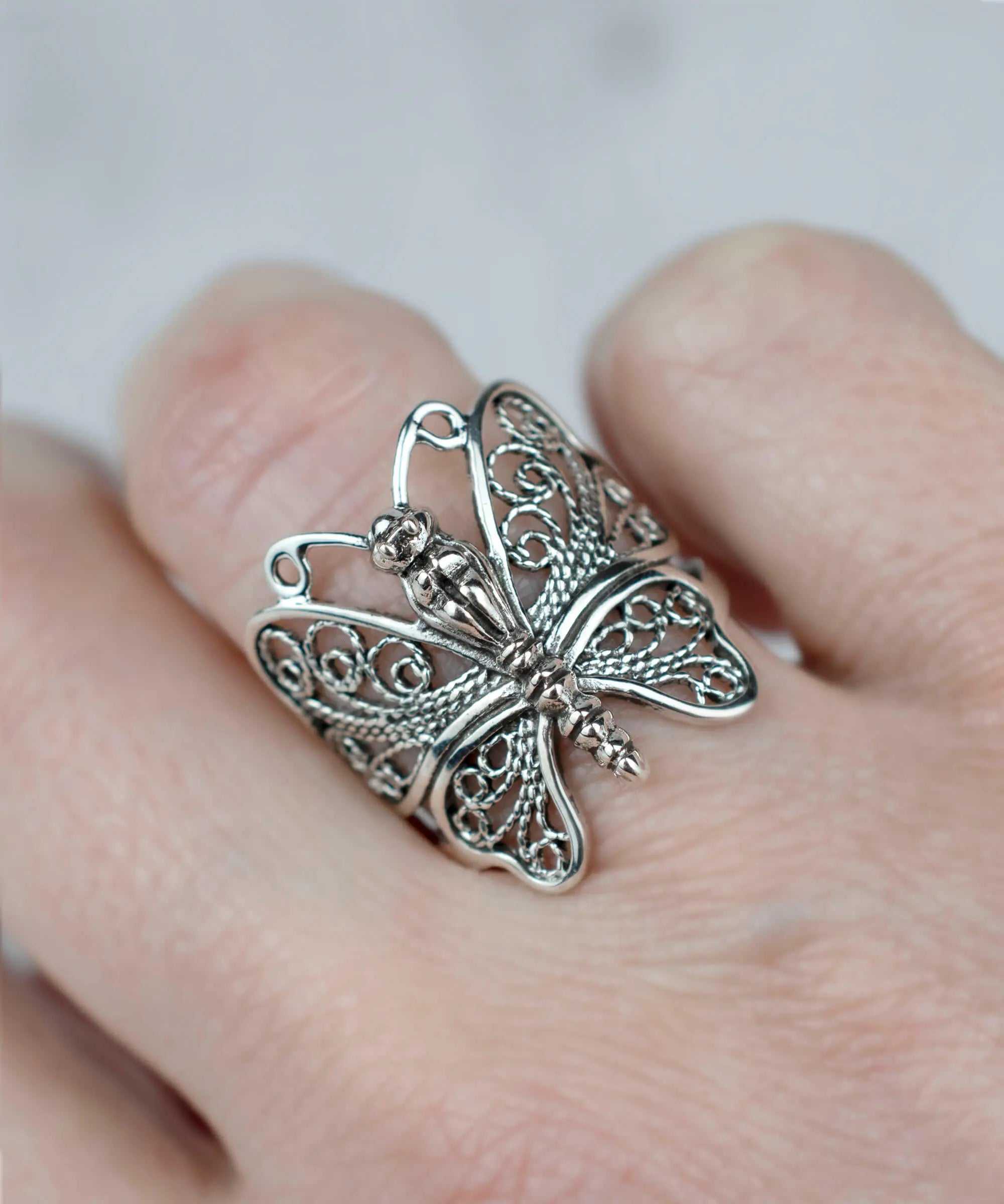 Filigree Art Butterfly Design Woman Silver Statement Ring– Filigranist ...