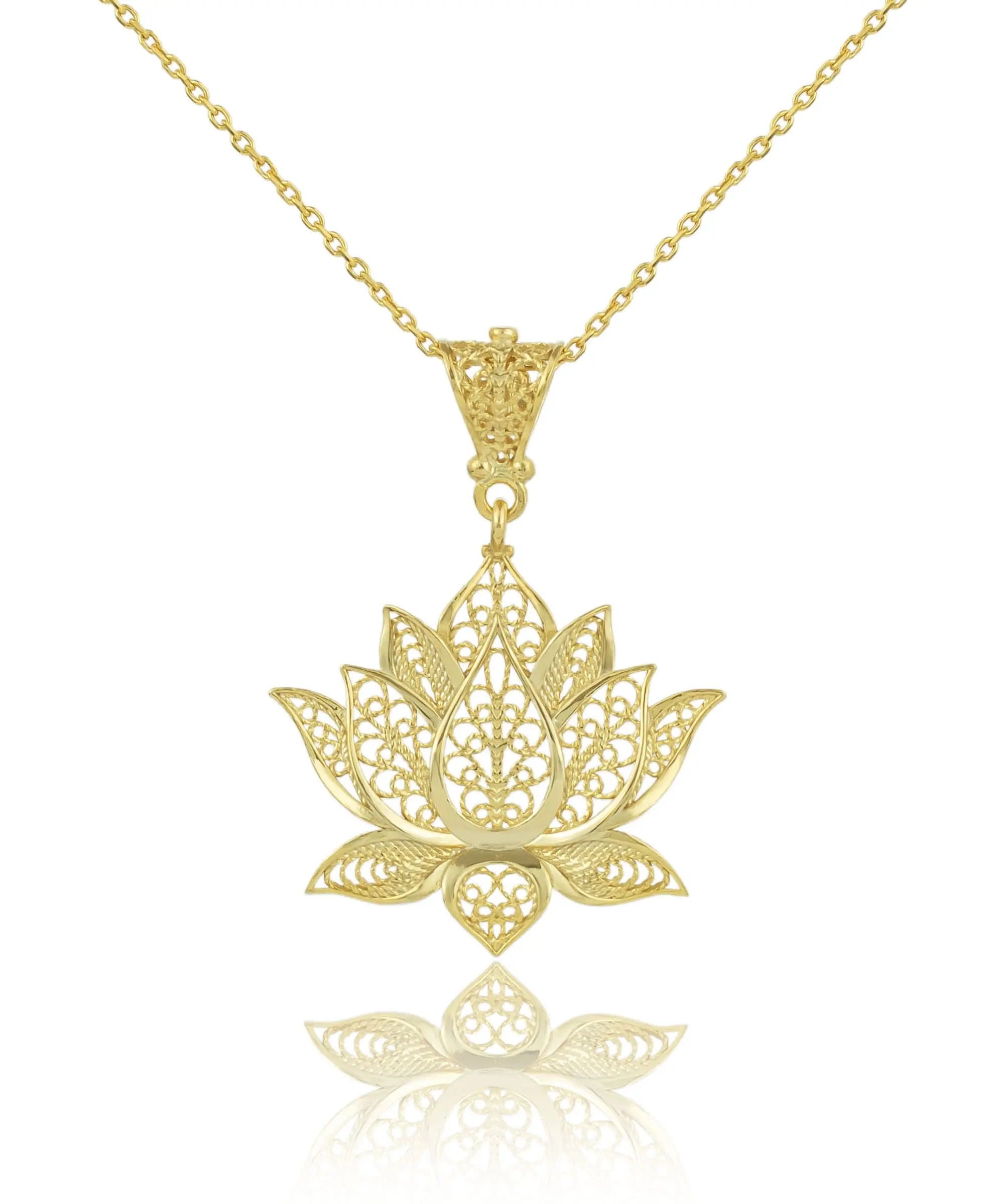 Filigree Art Gold Plated Silver Lotus Flower Women– Filigranist Jewelry