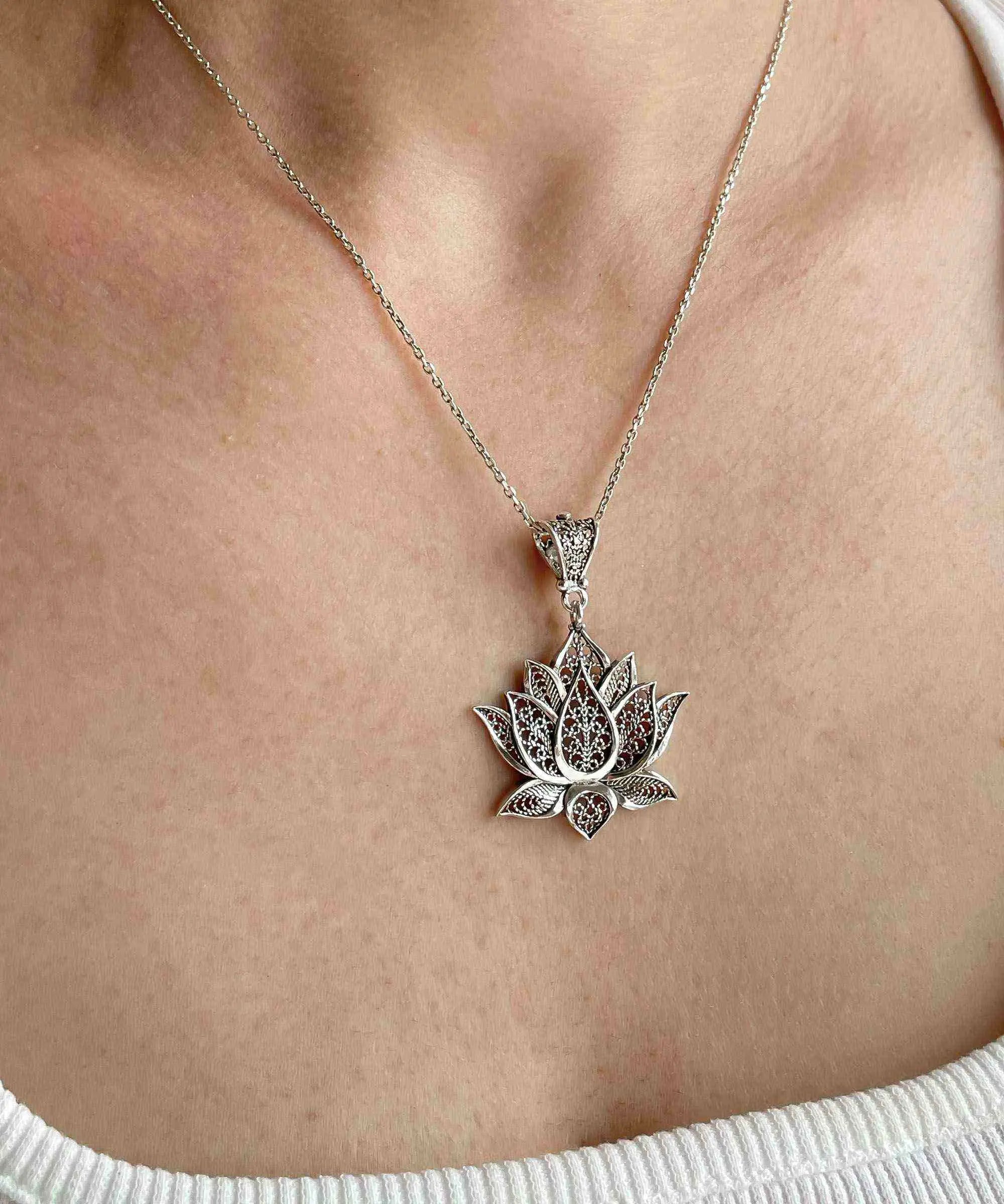 Filigree Art Sterling Silver Lotus Flower Women Pendant– Filigranist ...
