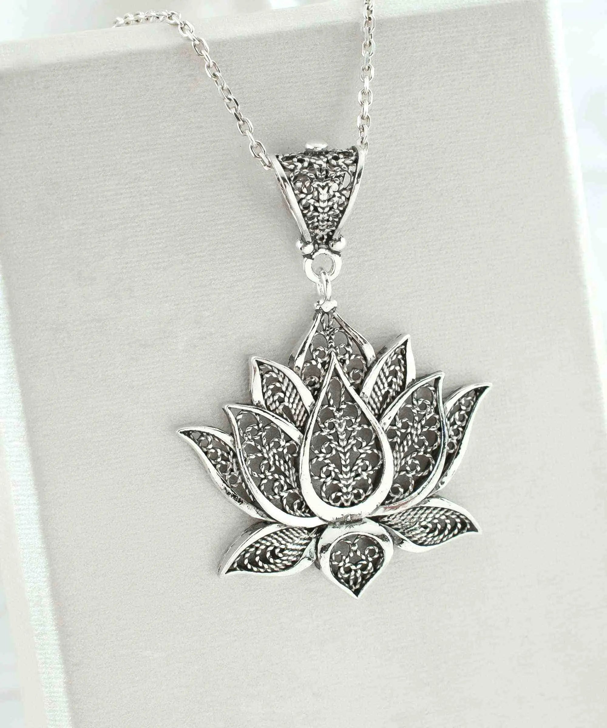 Filigree Art Sterling Silver Lotus Flower Women Pendant– Filigranist ...