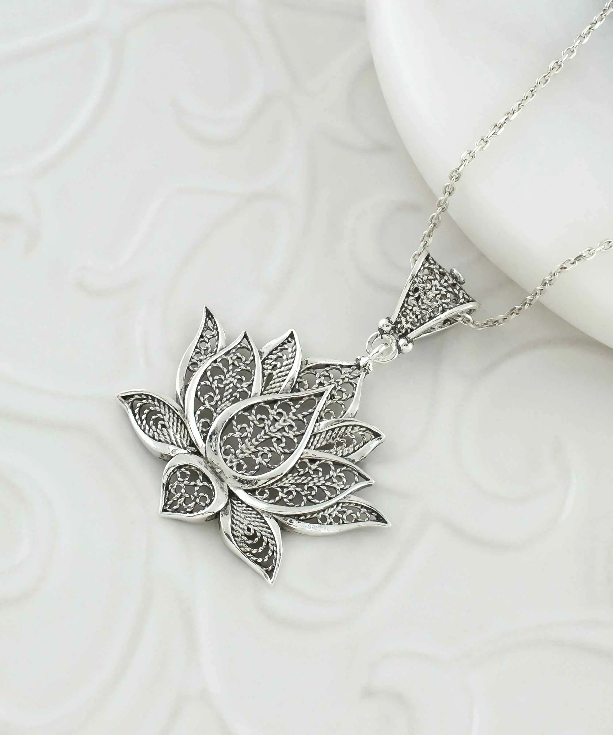 Filigree Art Sterling Silver Lotus Flower Women Pendant– Filigranist ...